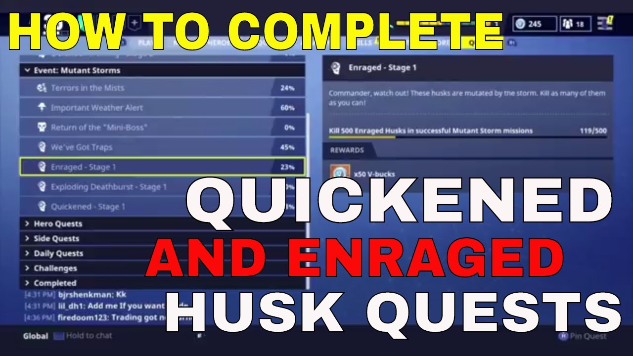 Fortnite - QUICKENED AND ENRAGED HUSKS QUESTS | Fortnite Save The World ...