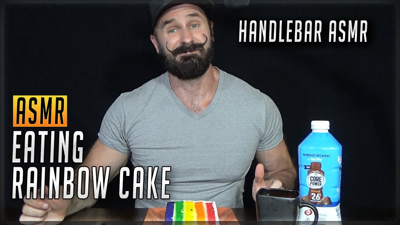 Handlebar ASMR Eating Rainbow Cake - YouTube