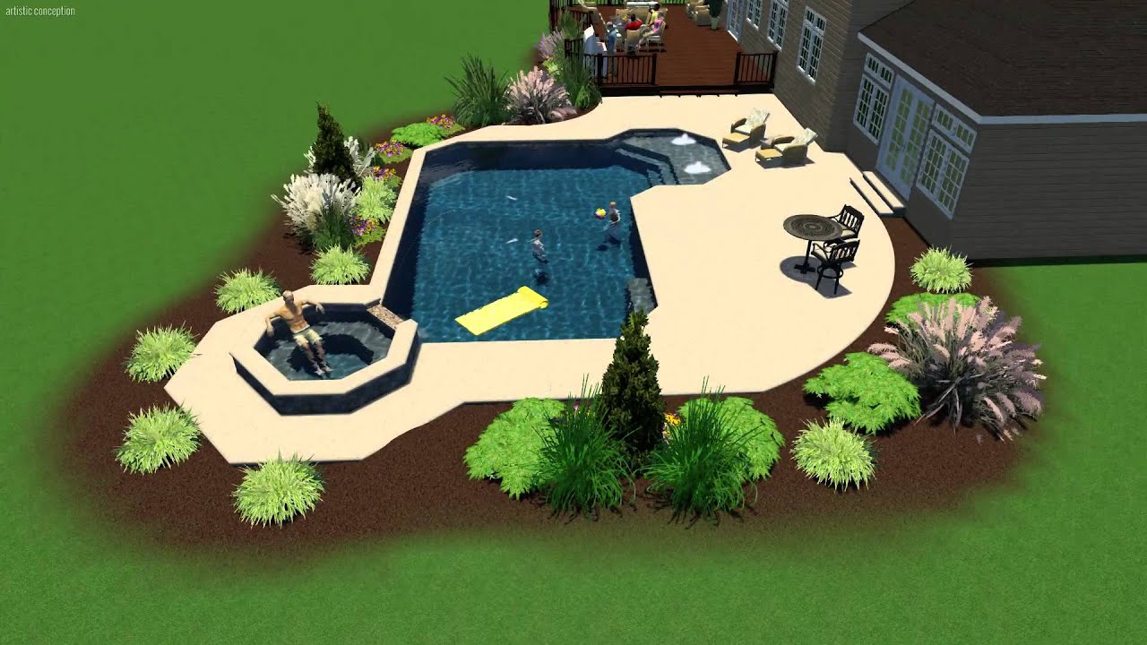 Geometric style pool with raised spa in Northampton Pa, Designed by ...