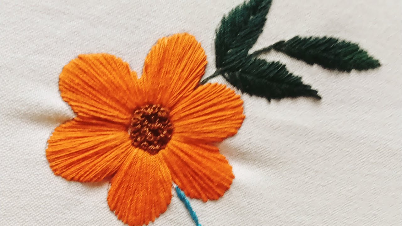 new design flower with satin stitch - YouTube