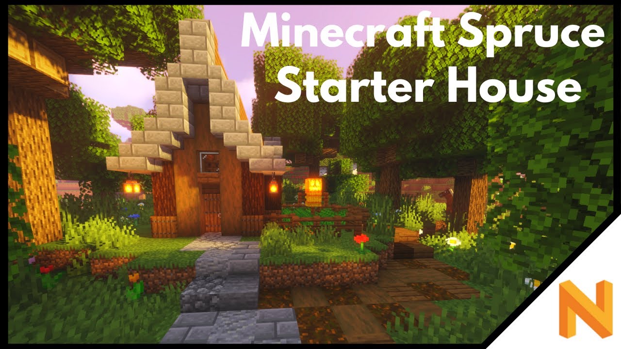 Minecraft | How to Make a Simple Spruce Starter House! - YouTube