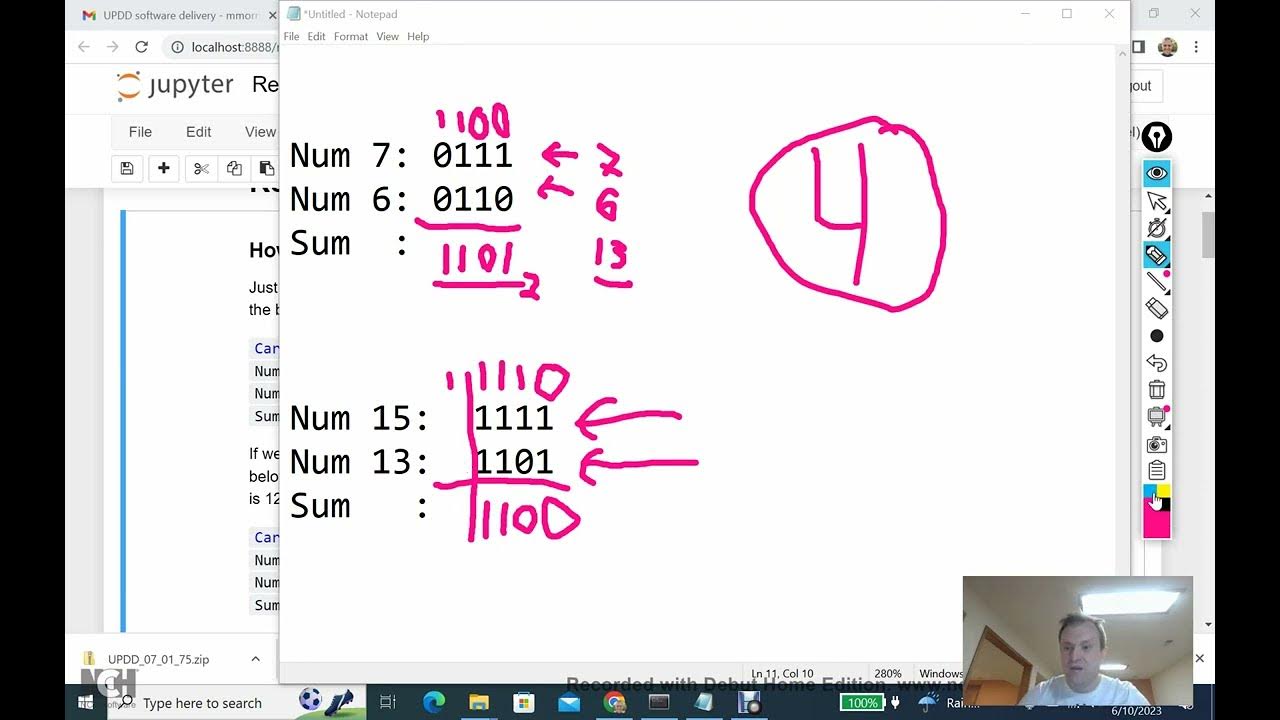 Visualize It - 1-2-1 - Simple Binary Adding Example and Overflow Example - YouTube