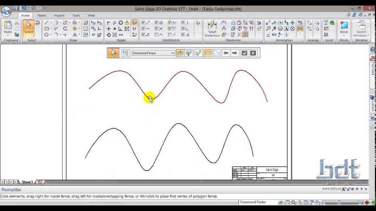 Solid Edge ST7 Free 2D -14- Eğri Curve Komutu - YouTube