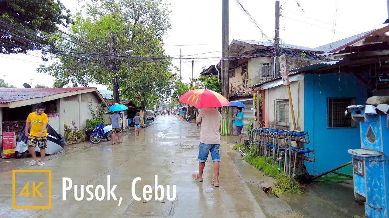 Walking in the Rain, Pusok, Cebu, Philippines【4K】 - YouTube