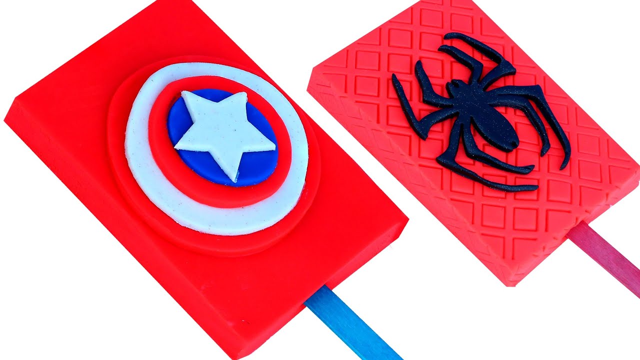 Superhero Popsicles Play Doh Spiderman Vs Captain America Modelling ...