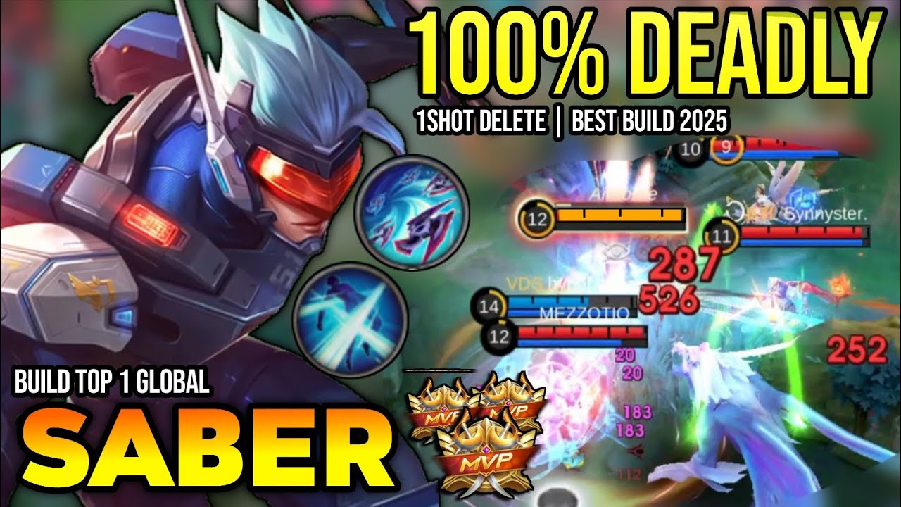 SABER BEST BUILD 2025 | BUILD TOP 1 GLOBAL SABER GAMEPLAY | MOBILE ...