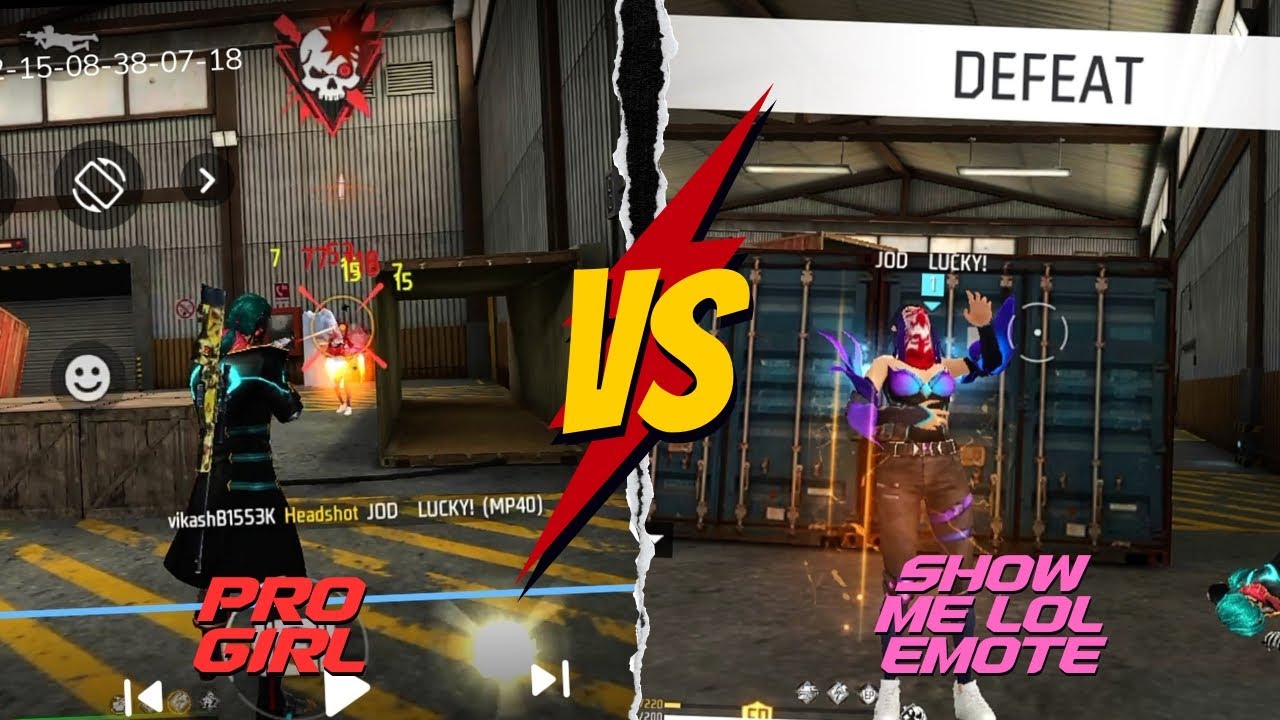 LONE WOLF MODE 1 VS 1 MOBILE GAMEPLAY PRO GIRL SHOW ME LOL EMOTE ...