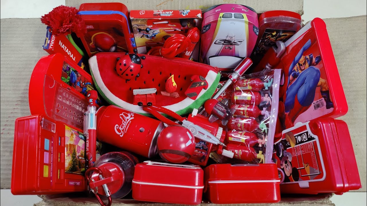 cute red stationery collection, red stationery shopping, pencil box ...