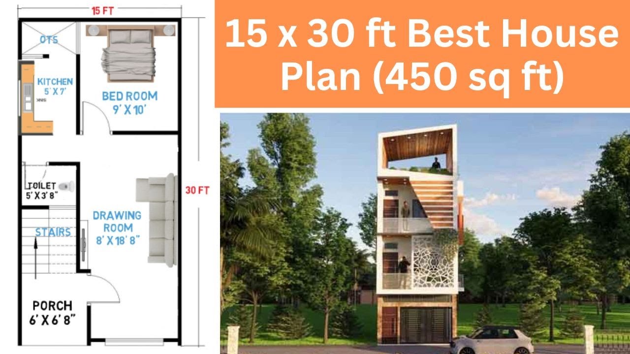 15x30 House Plan || 15x30 House Design || 450 sq ft Ghar Ka Naksha ...