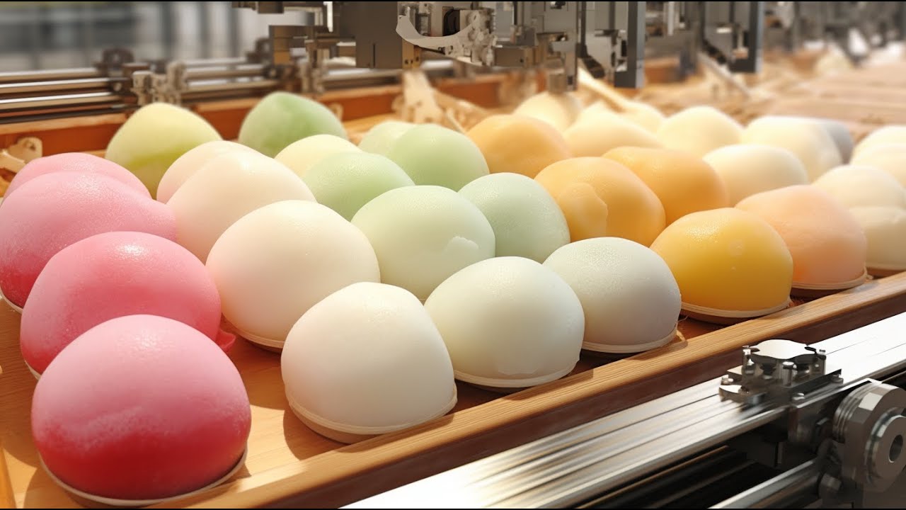 How mochi cake is made in factory | Mochi cake mass production | Cake ...