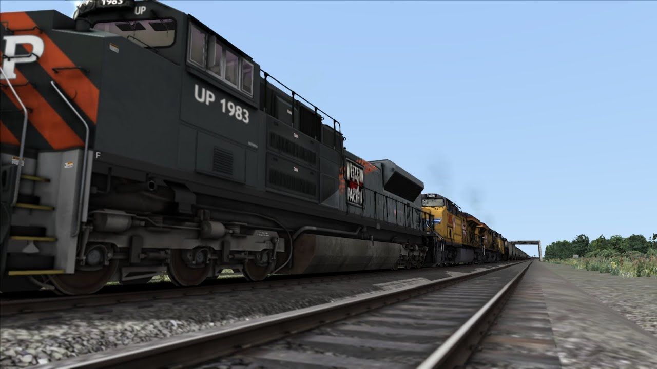 UP westbound grain train with UP 1983 [Train Simulator Classic] - YouTube