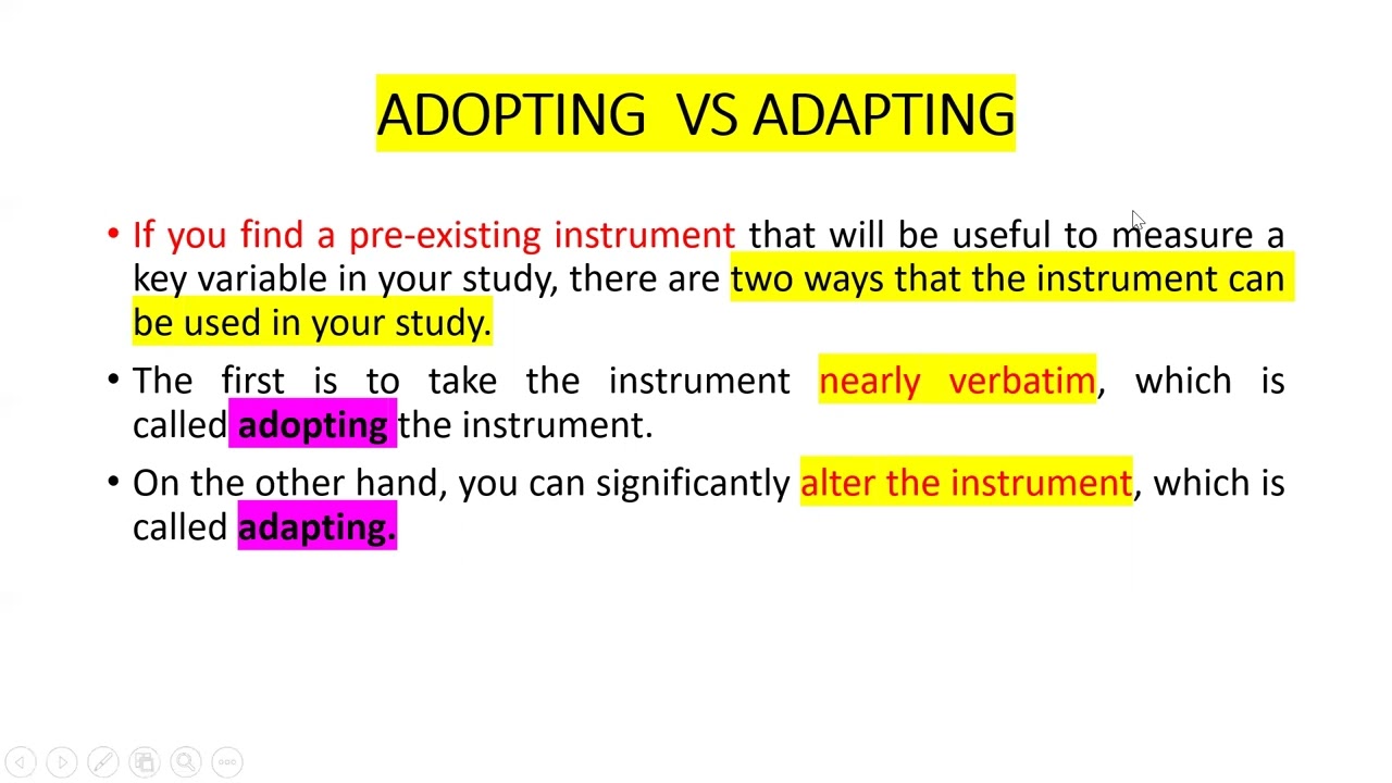 Topic 27 - Adapting the questionnaire or Adopting the questionnaire ...