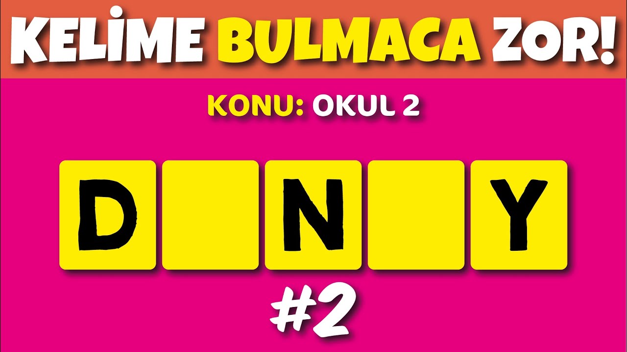 KELİME BULMACA 🤔 Konu: OKUL 2 🎓 Turkish Quiz - YouTube
