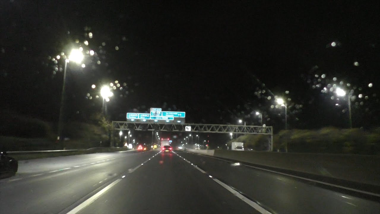 Night Drive On The M5 Motorway From J31 A30 A38 Exminster Devon To J7 ...