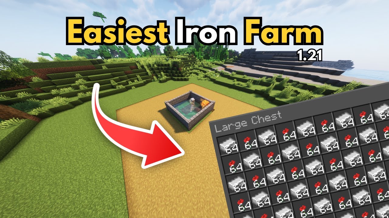 Minecraft Easiest IRON Farm 1.21 Tutorial - 400+ Per Hour - YouTube