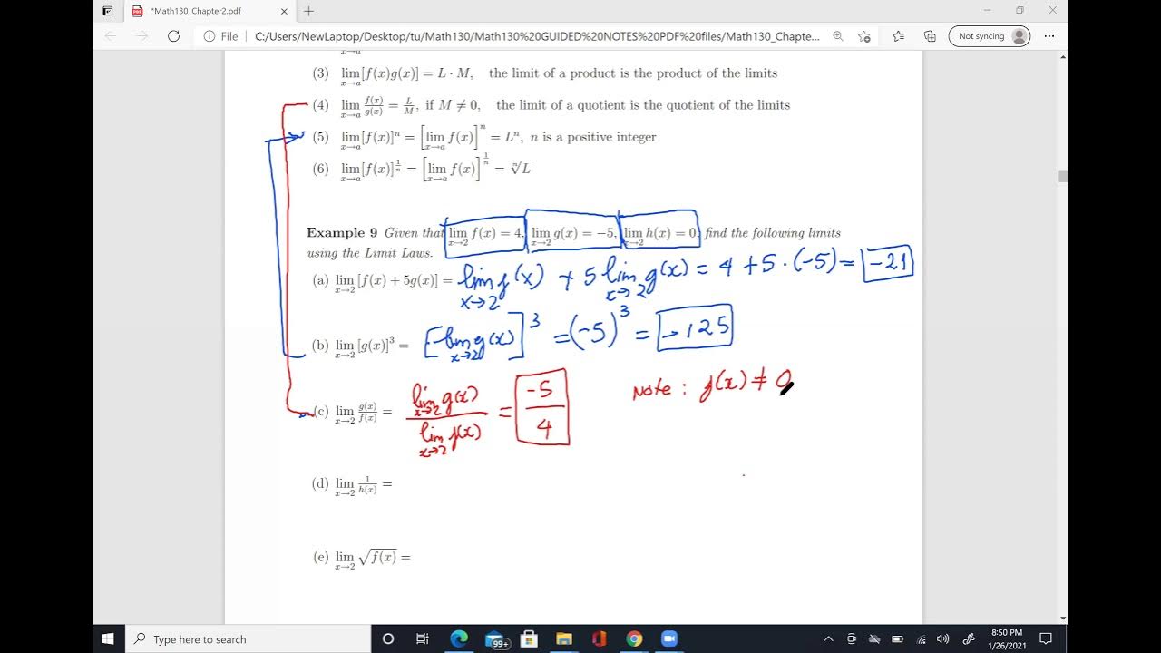2.3: Calculating Limits using Limit Laws - YouTube