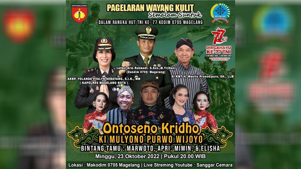 Live Wayang diKodim 0705 Magelang. Ki Mulyono PW - Marwoto, Apri Mimin ...