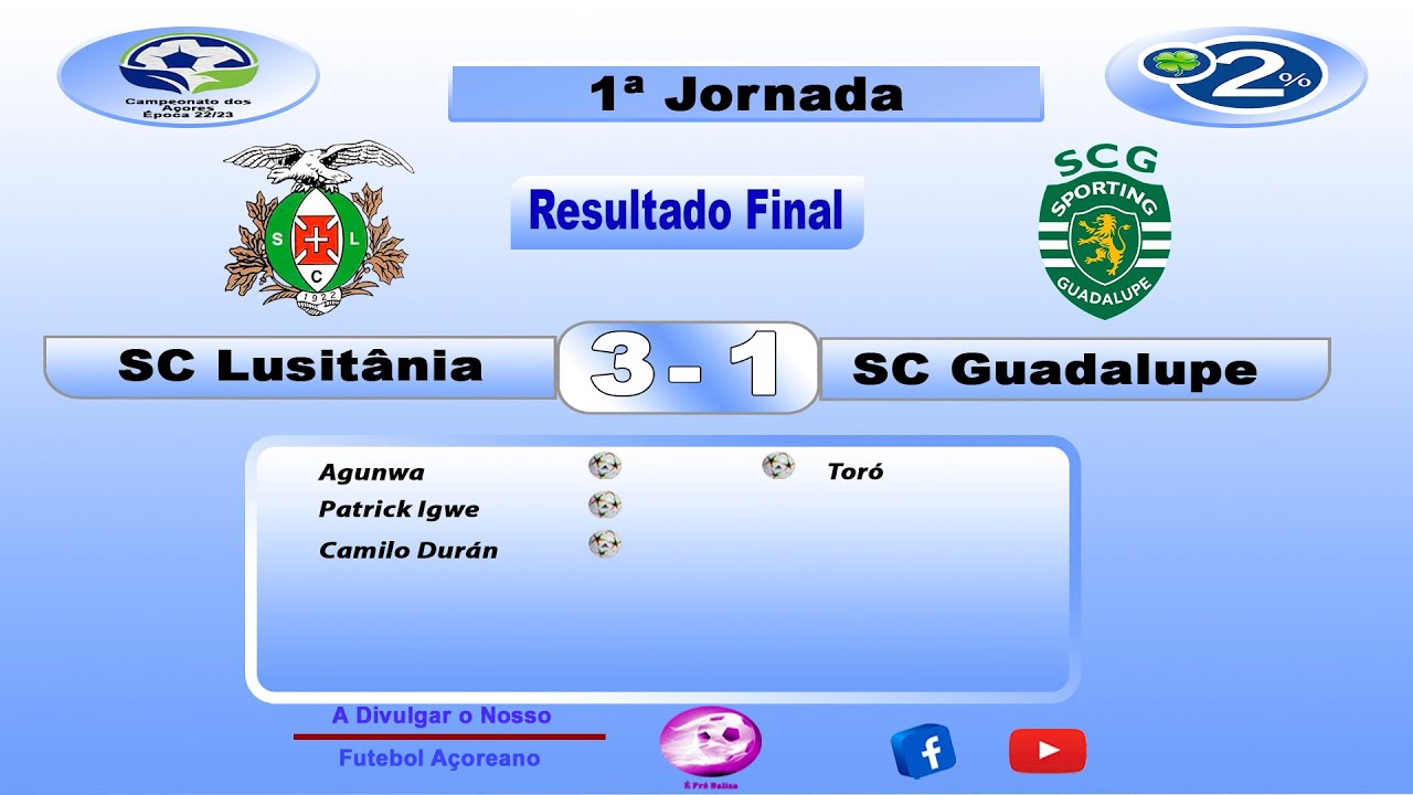 𝐑𝐞𝐬𝐮𝐦𝐨 𝐝𝐨 𝐉𝐨𝐠𝐨 SC Lusitânia - SC Guadalupe 𝐝𝐚 𝟏ª 𝐉𝐨𝐫𝐧𝐚𝐝𝐚 𝐝𝐨 𝐂𝐚𝐦𝐩𝐞𝐨𝐧𝐚𝐭𝐨 ...
