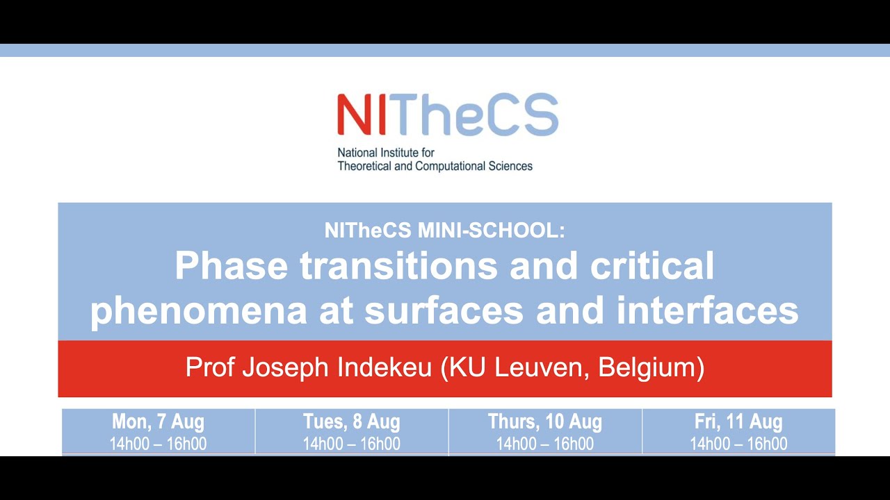 2023-08 NITheCS Mini-school: 'Phase transitions and critical phenomena ...