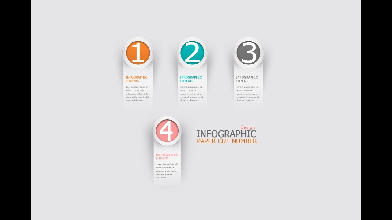 Photoshop Tutorial Graphic Design | Infographic Papercut Number - YouTube