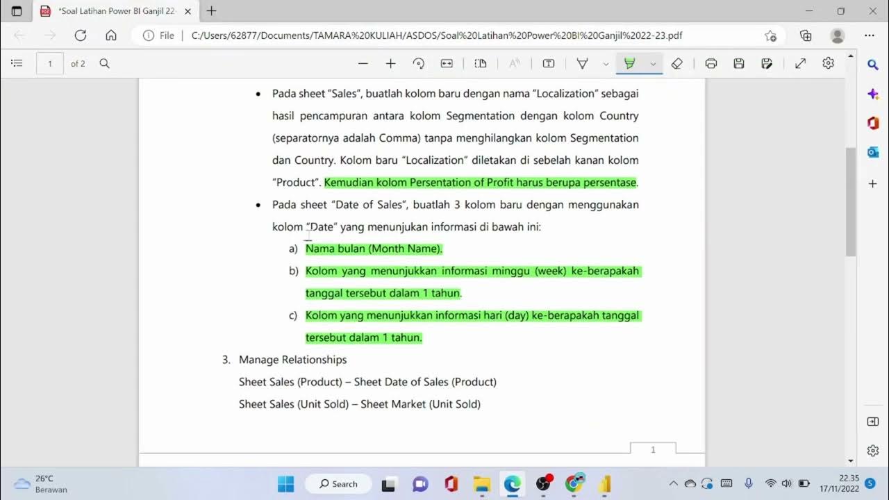 LATIHAN PRAKTEK POWER BI LAB SI RABU - YouTube