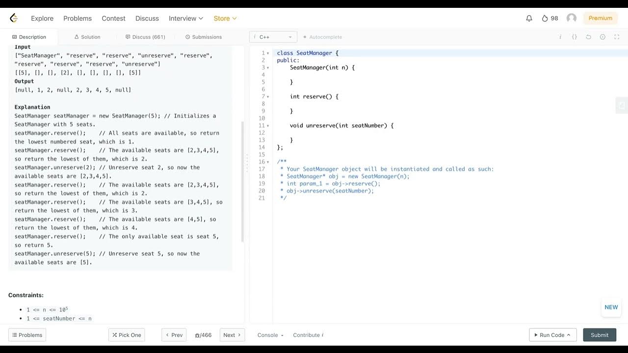 LeetCode November Daily - Day 06 - 1845. Seat Reservation Manager - YouTube