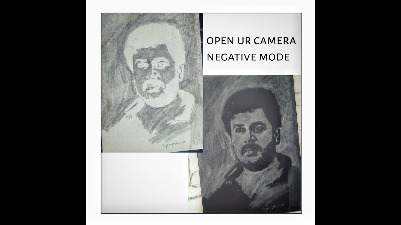 Dileep negative pencil drawing - Riju vijayan Arts - YouTube
