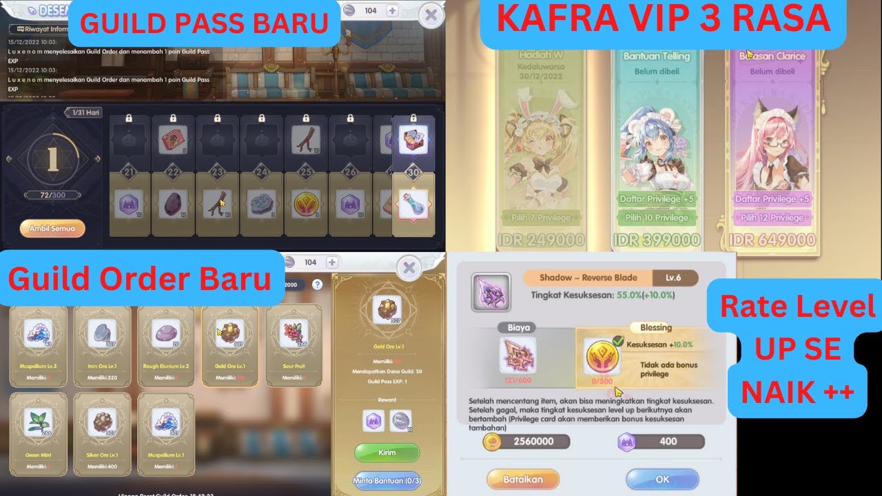 Update terbaru guild order, guild pass, kafra vip, se level up rate bertambah rox - YouTube