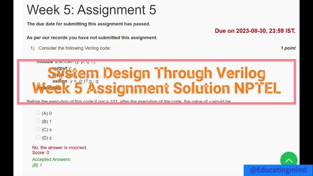 System Design Through Verilog Week 5 Assignment Solution NPTEL - YouTube