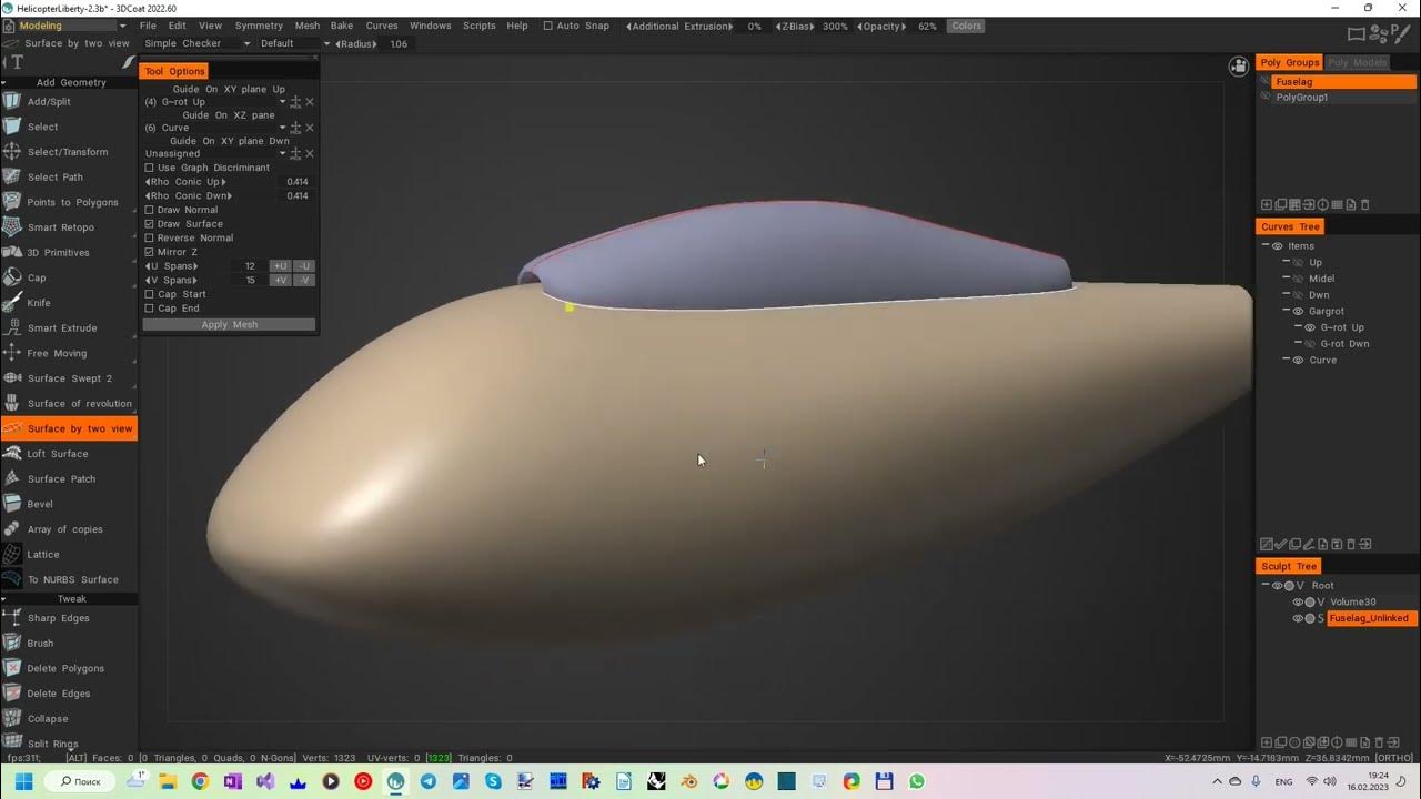 3dcoat Modeling Tool Surface By 2 Views Part 2 Youtube