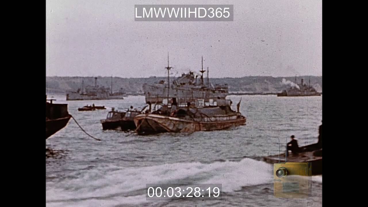 IN COLOR INVASION OF EUROPE (NORMANDY), 06/1944, 1) CU LVT. 2) MLS LVT ...