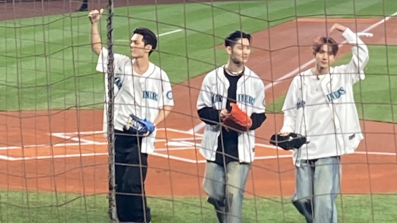 Enhypen's Jay, Heeseung, and Ni-ki Throwing the First Pitch for the ...