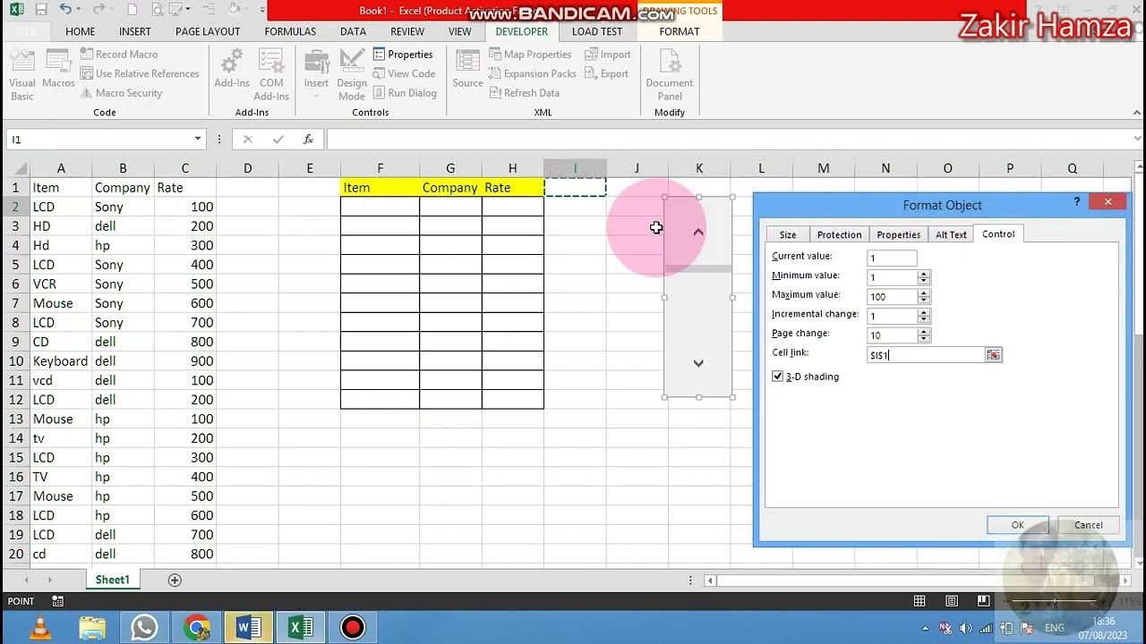 Scroll Bar In Excel By Zakir Hamza - YouTube