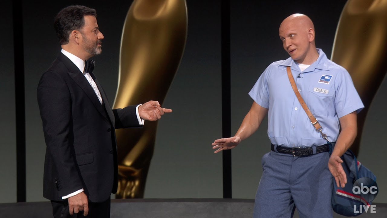 Jimmy Kimmel's Odd New Mailman at the Emmys - YouTube