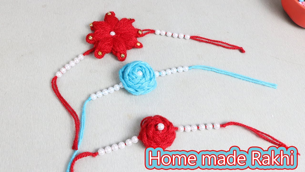 How to make Rakhi using oon Wool Yarn - YouTube