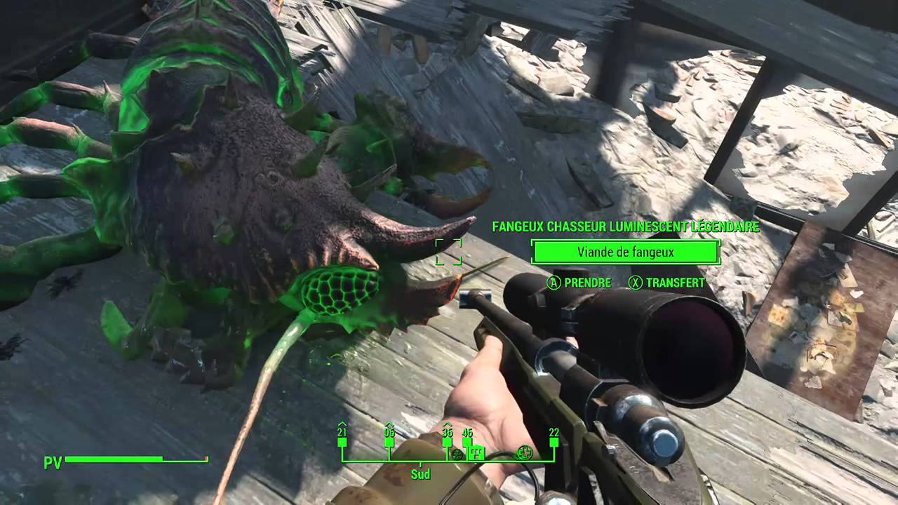 Fangeux chasseur luminescent legendaire fallout 4 - YouTube