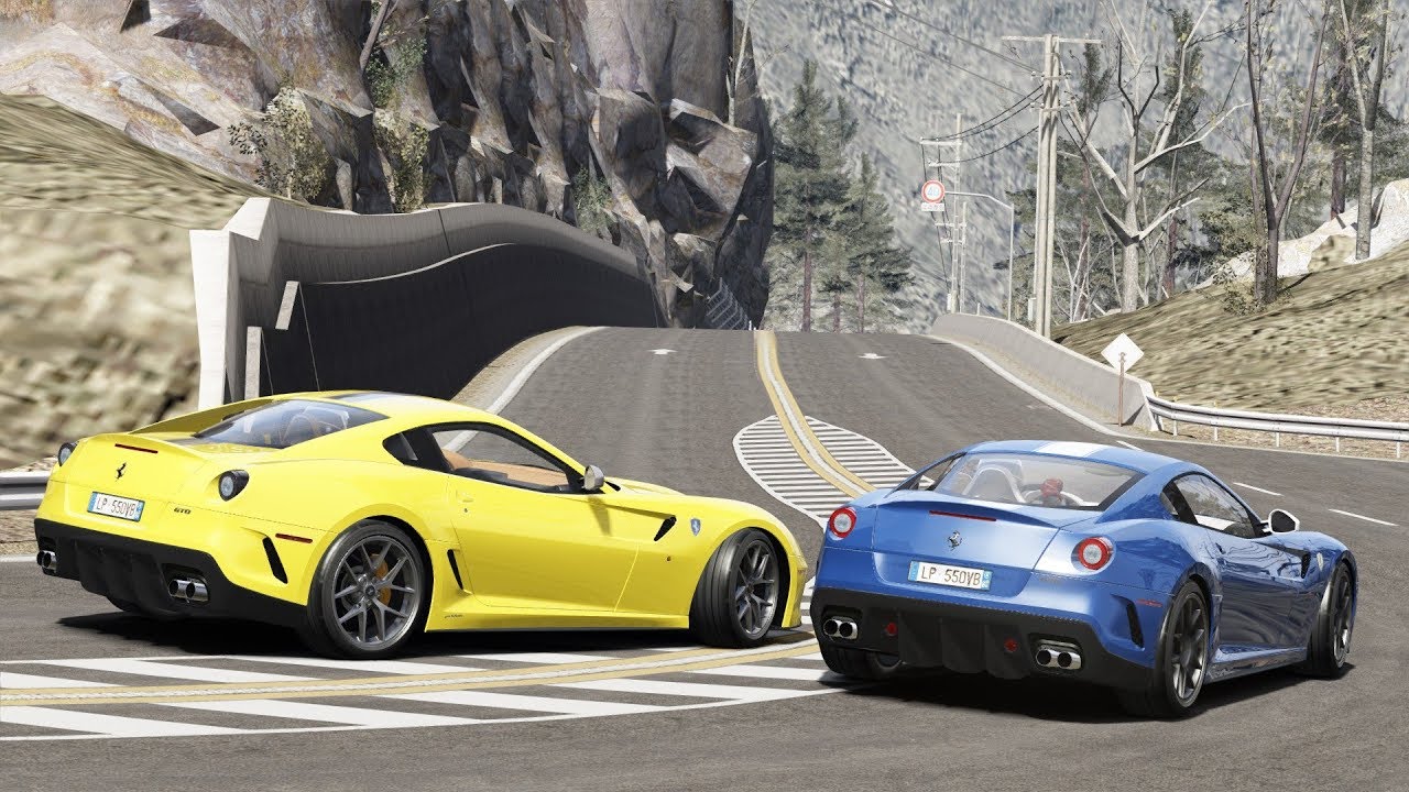 2x Ferrari 599 GTO Racing on Mountain Roads / Okutama Touge / Assetto ...