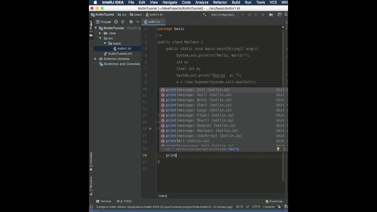 Kotlin à travers Java: Entree/sortie standard -partie 1- - YouTube
