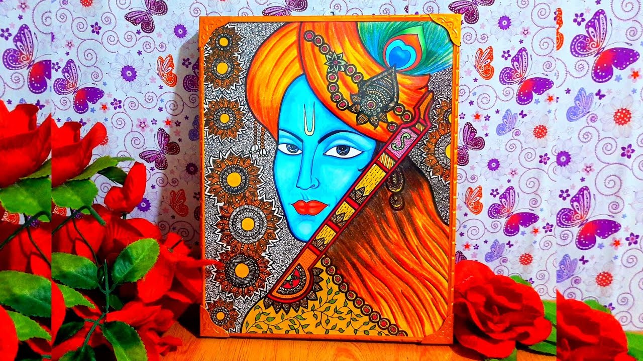 How to draw Lord Krishna / Mandala Art / जन्माष्टमी Special - YouTube