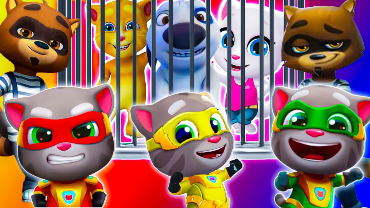 Talking Tom Hero Dash - Tom Red,Yellow,Green Rescue Friends & Defeat ...