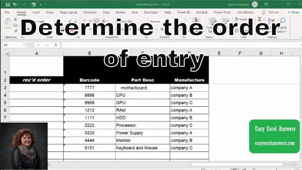 Determine the order of entry in Excel - YouTube