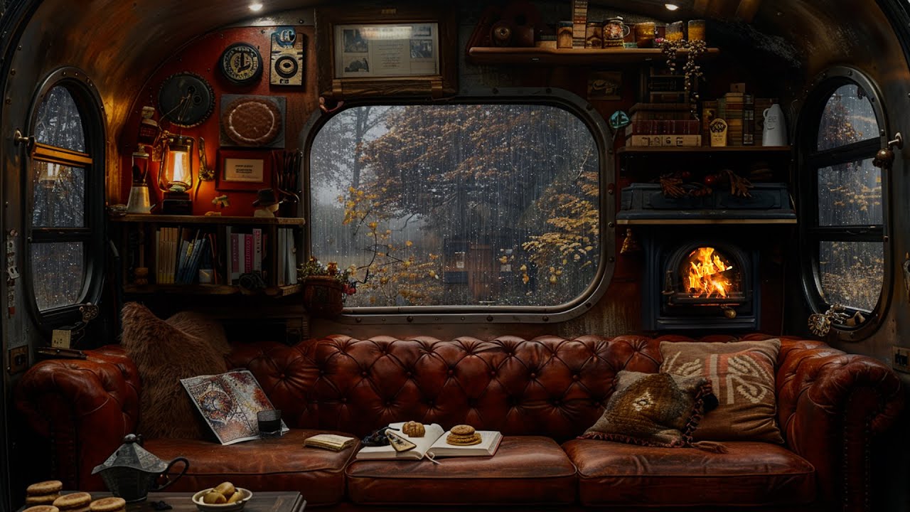 Rain and Flames| Cabin Window Relaxation for Peaceful Nights - YouTube
