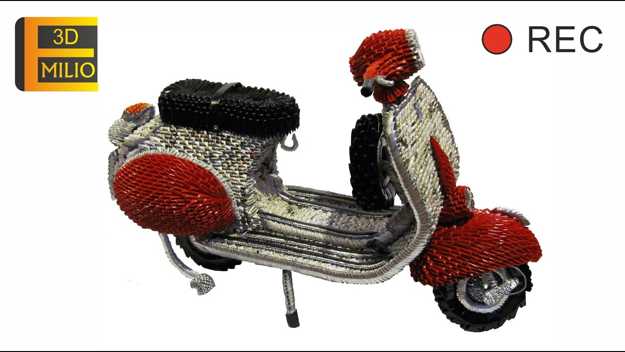 VESPA 1961 VINTAGE MOTORCYCLES ORIGAMI 3D EMILIO - YouTube