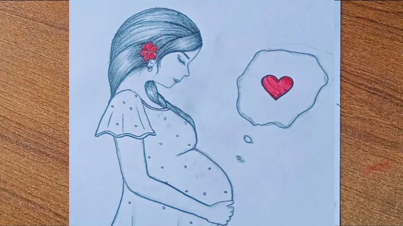 How to draw a pregnant woman. easy way to pencil art. - YouTube