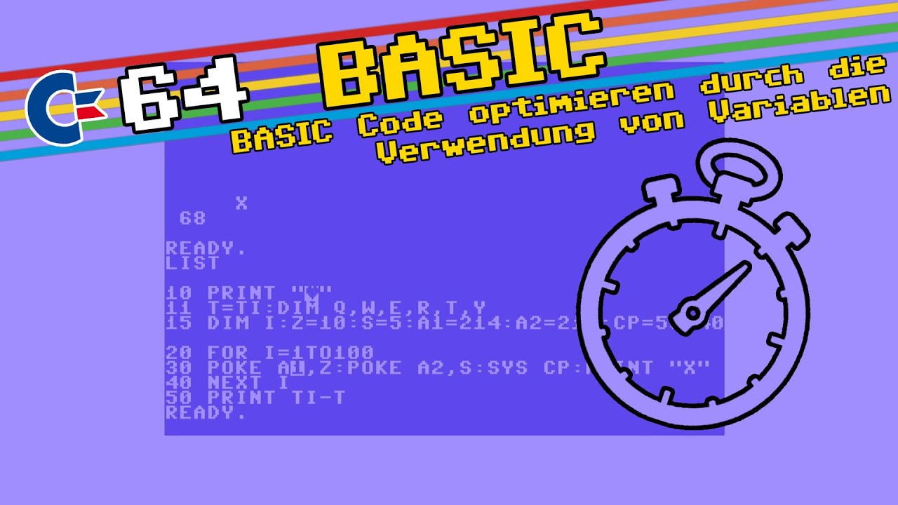 Code Optimierung durch das Verwenden von Variablen in C64 Basic - YouTube