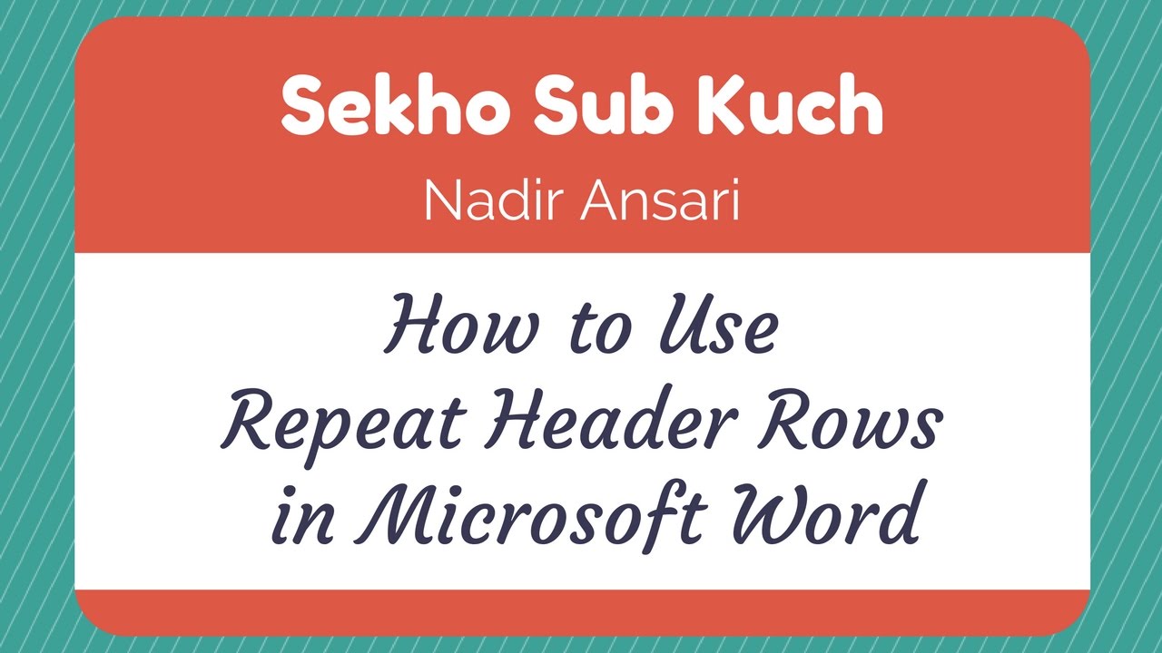 How to Use Repeat Header Rows in Microsoft Word [Urdu / Hindi] [#Word Tutorial] - YouTube