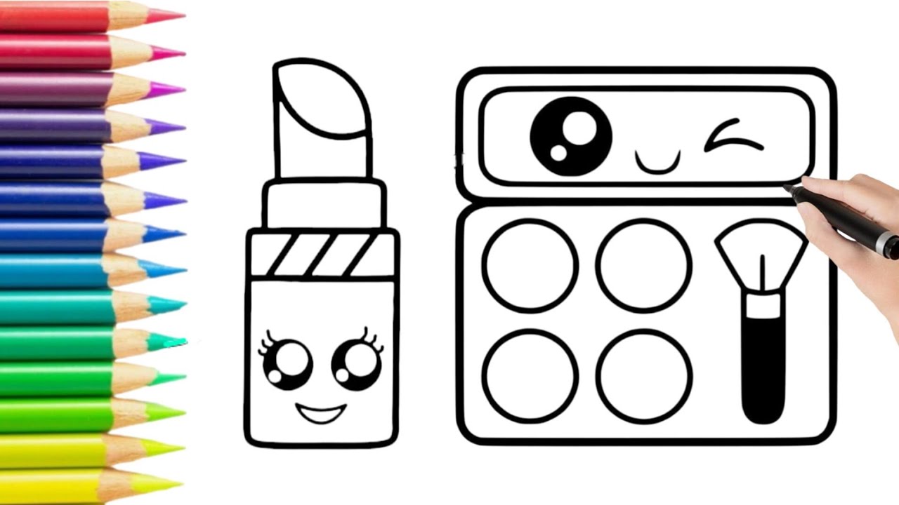 How to draw cute and easy Makeup set | Easy drawing for kids #coloring ...