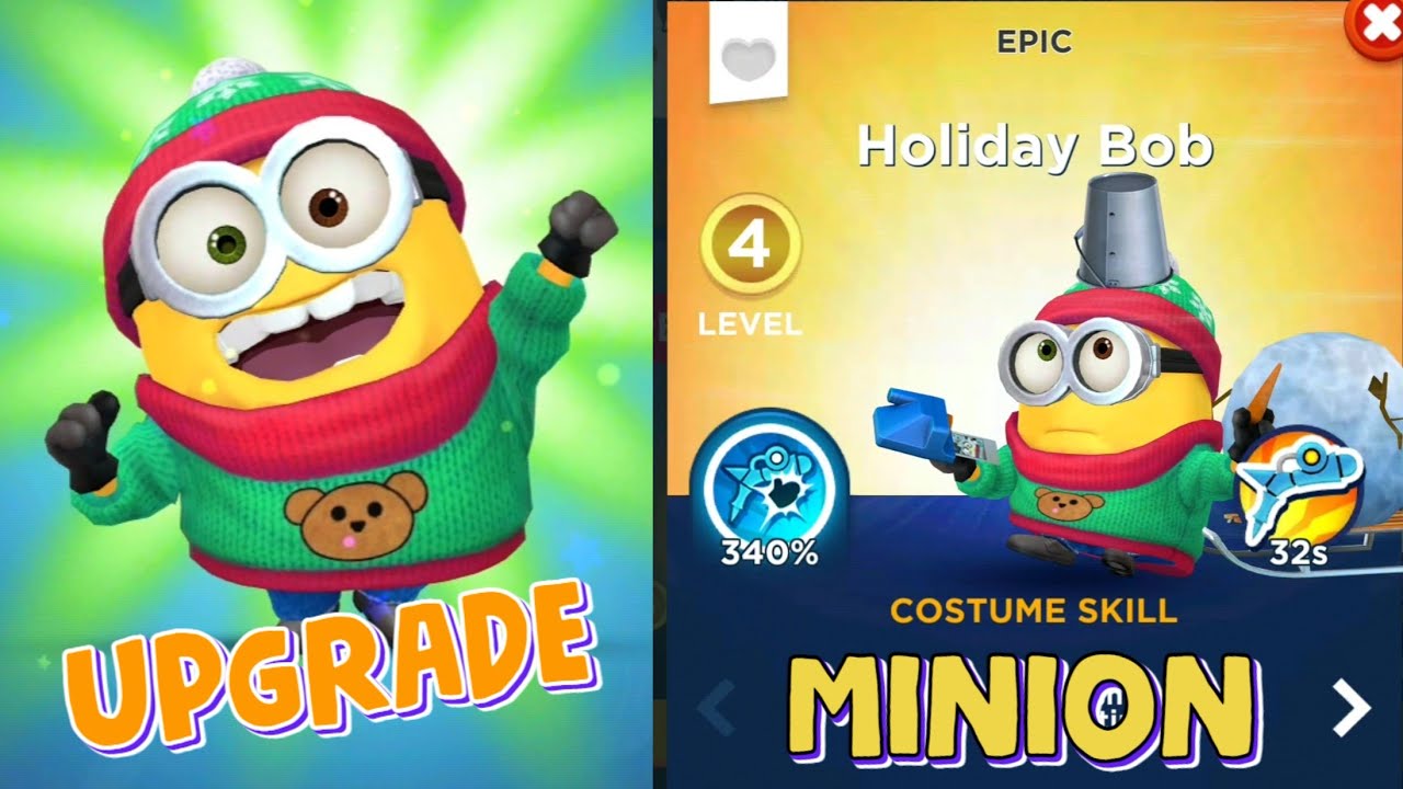 Minion Rush Holiday Bob Upgrade Costume Level 4 and Agent Prize Pod ...