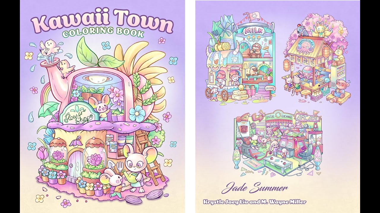 Kawaii Town: Coloring Book with Cute Animals, Tiny Buildings, and ...