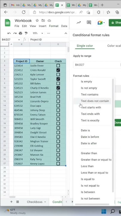 How to add conditional formatting to checkboxes in Google Sheets. 🤤 #excel #sheets - YouTube